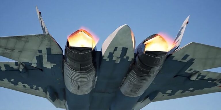 Su-57 modernisation - three-axis flat nozzle and helmet-mounted target ...